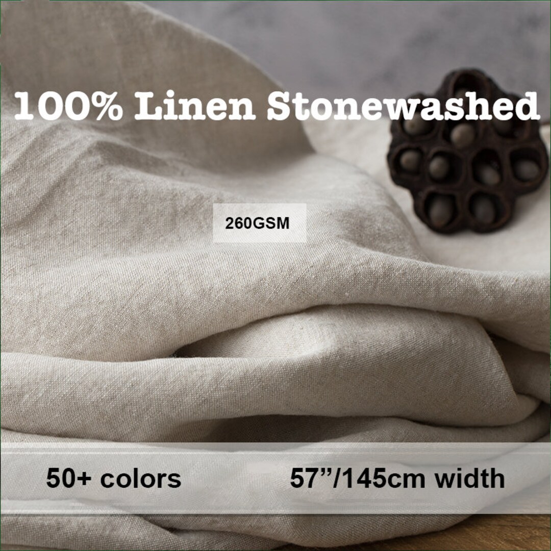 50+ Colors 100% Linen Fabric Stonewashed Linen Pure Linen Flax Heavy ...