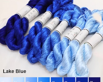 Pure Silk Thread for Embroidery, Blue Shades Non-twisted Flat Silk ...