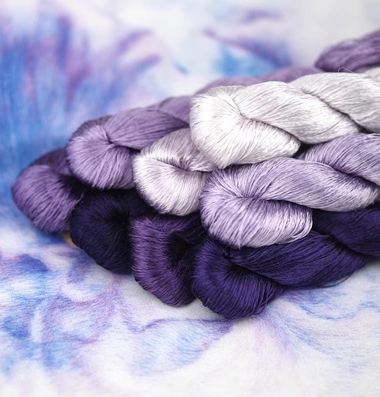 Pure Silk Thread for Embroidery, Moon Purple Shades Silk Embroidery ...