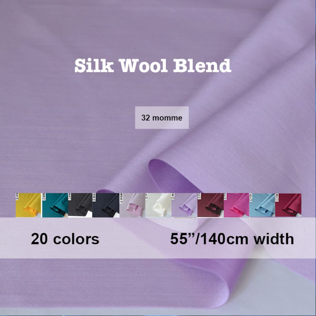 20 Colors- Solid Silk Wool Blend Fabric 32 Momme - Etsy