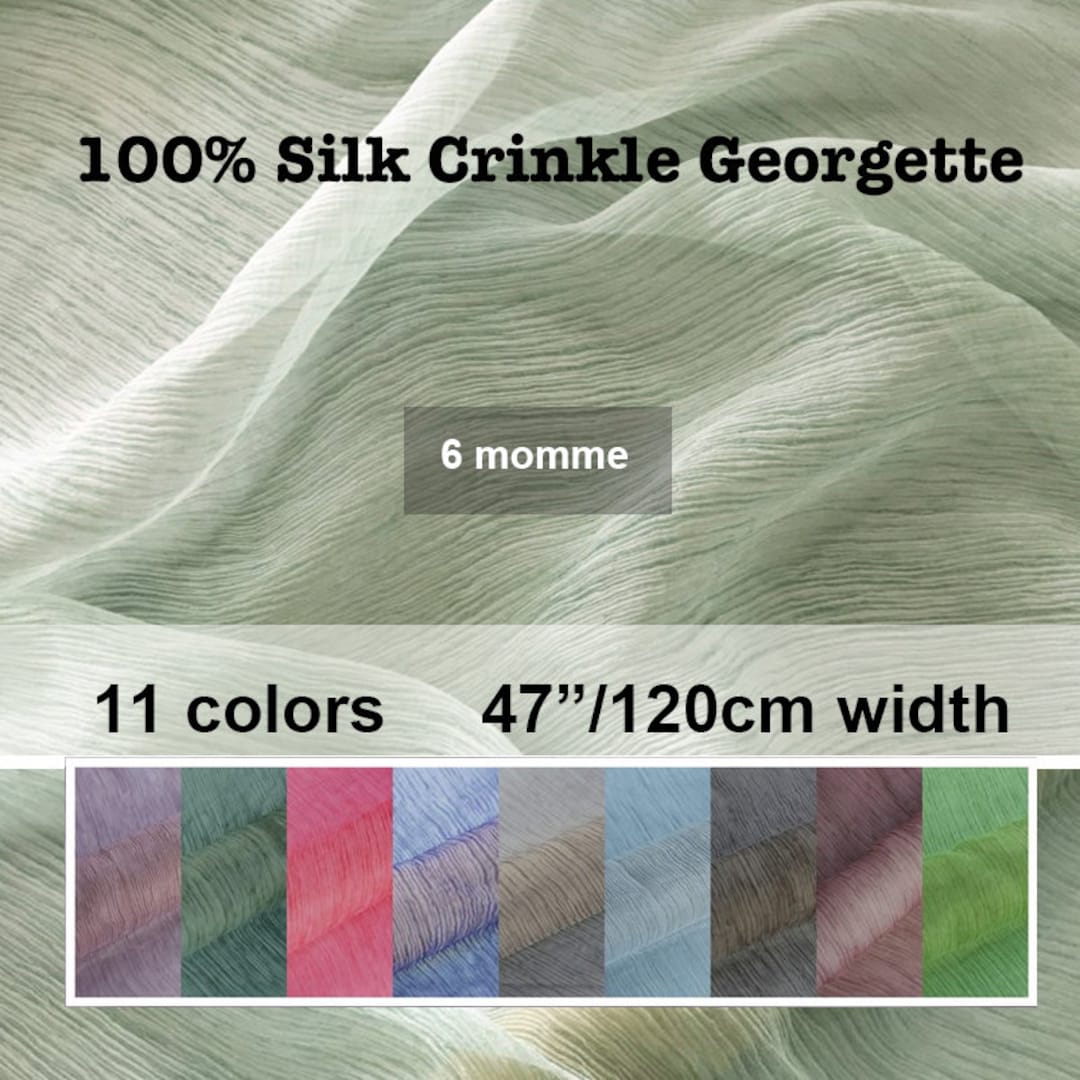 18 Colors- Pure Silk Crinkle Georgette Hand Dyed 6 Momme 47"/120cm ...