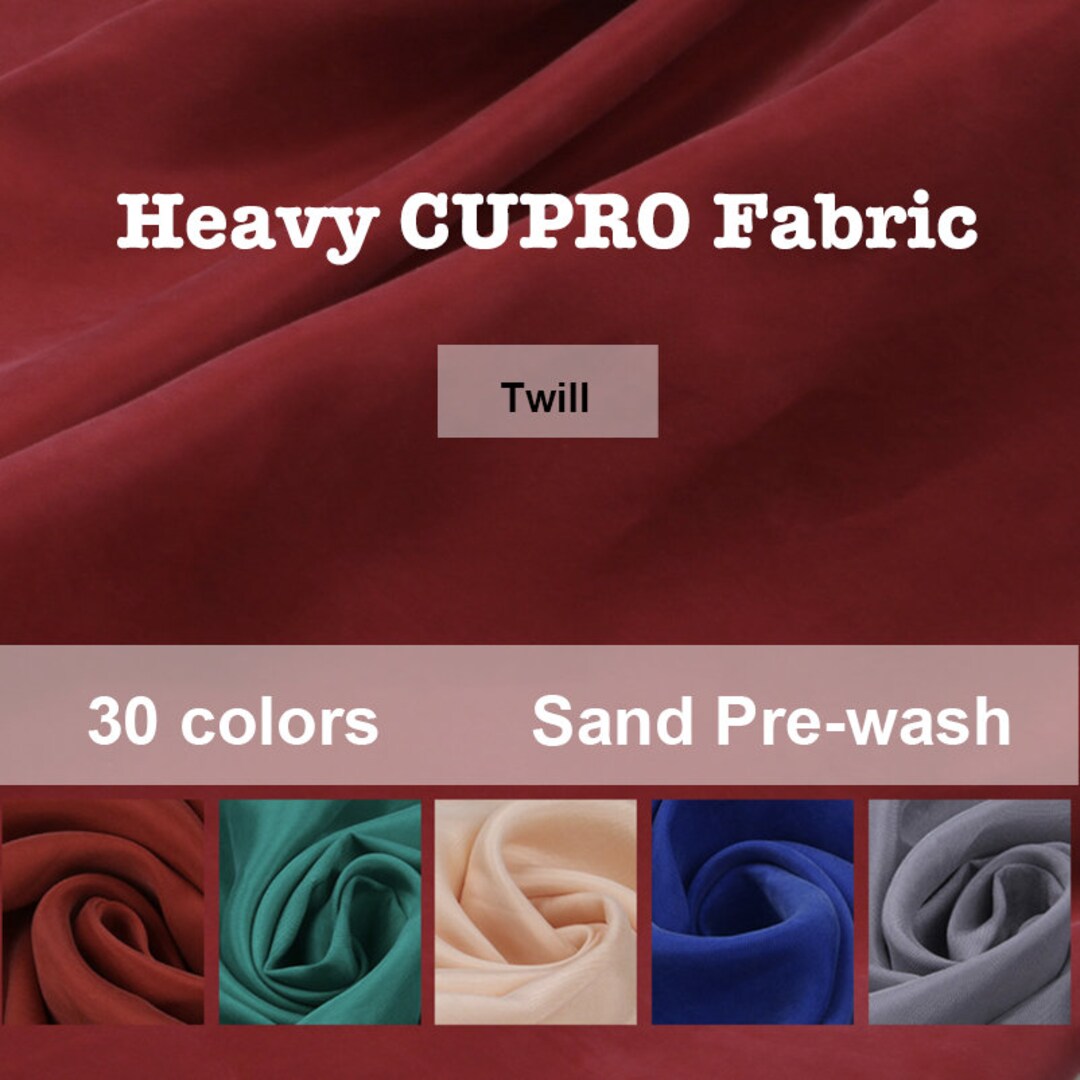 30 Colors Soild CUPRO Fabric Sand Pre-wash Twill for Dress Suit- 19.6 ...