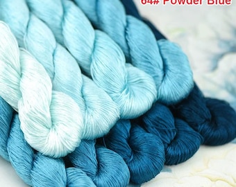 Pure Silk Thread for Embroidery, Blue Shades Non-twisted Flat Silk ...