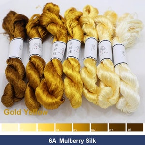 Pure Silk Thread for Embroidery, Gold Yellow Shades Untwisted Flat Silk ...