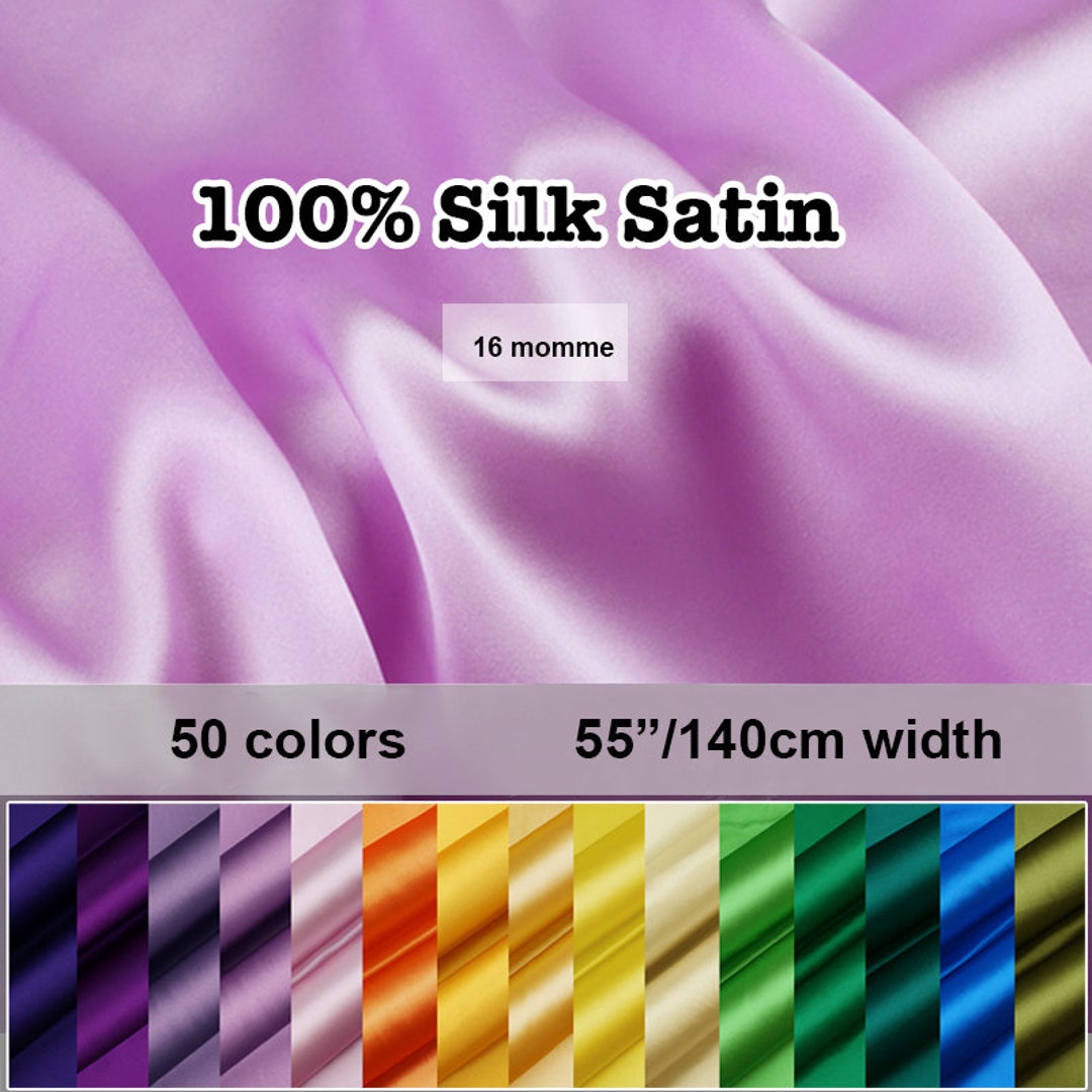 50 Colors- Solid Silk Satin Charmeuse Fabric 16 Momme 55"/140cm Width ...