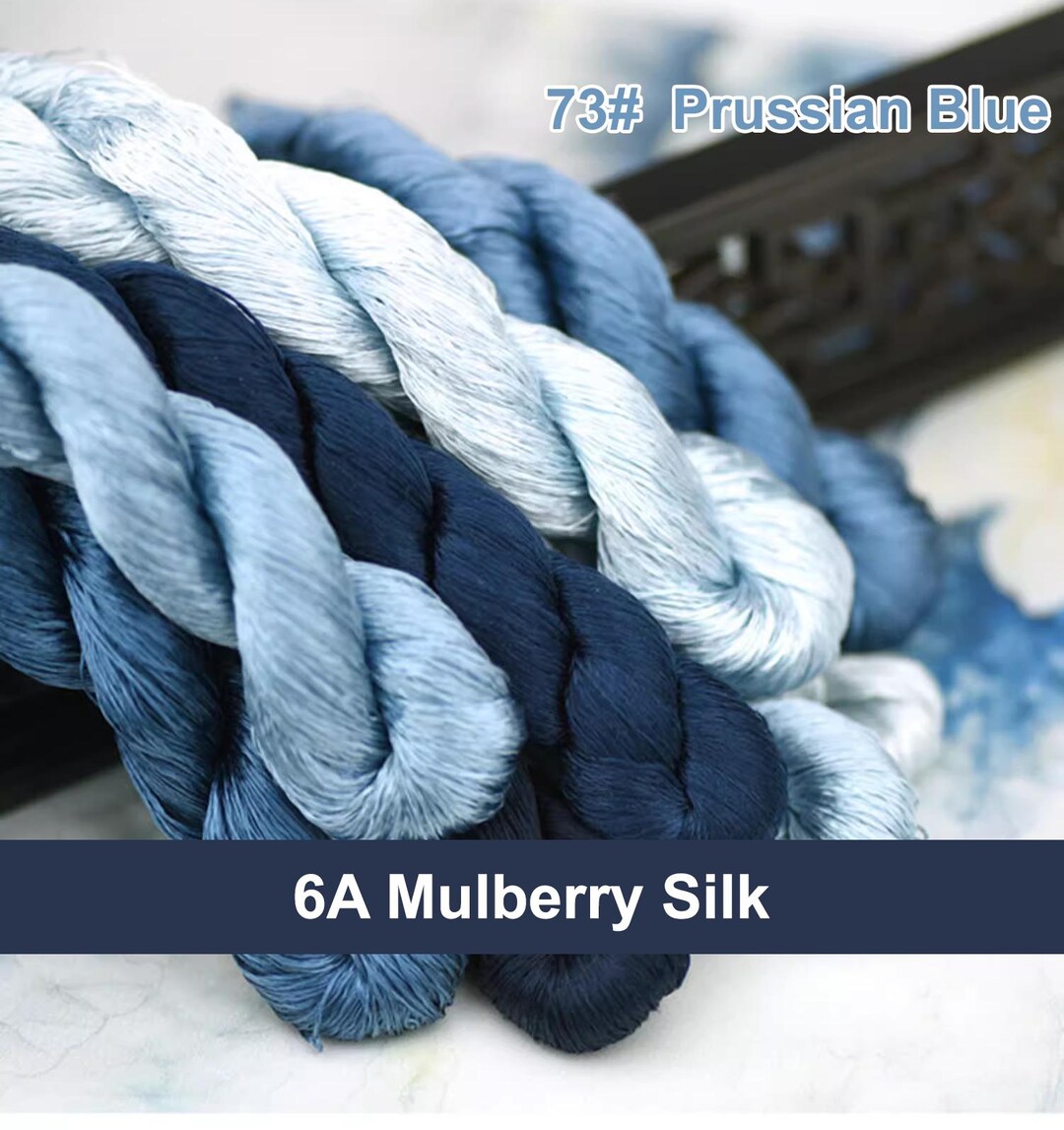 Pure Silk Thread for Embroidery, Prussian Blue Shades Silk Embroidery Thread, Hand Dyed ...