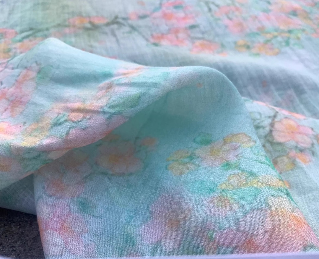 100% Ramie Fabric Pink Plum Blossom Floral Ramie for Summer Dress - Etsy