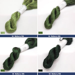 Green Pure Silk Thread for Embroidery, Green Shades Untwisted Flat Silk ...
