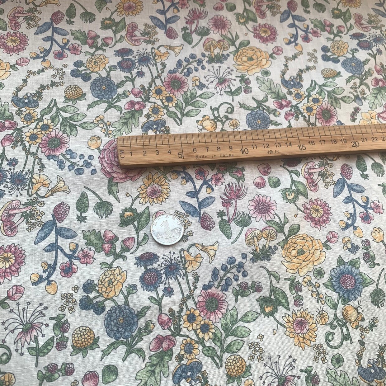 Floral Linen Fabric Pastel Flower Printed Linen Cotton Blend - Etsy