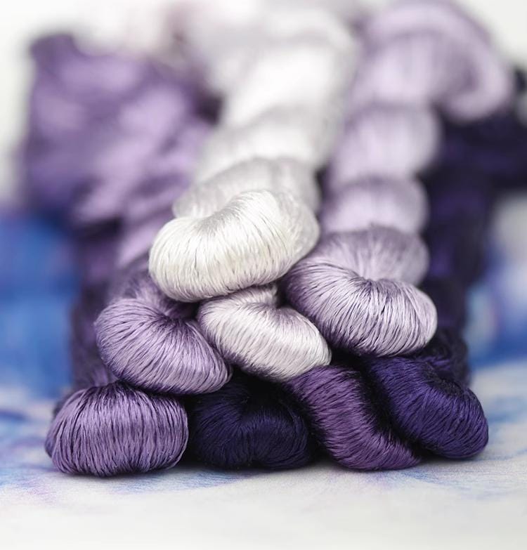 Pure Silk Thread for Embroidery, Moon Purple Shades Silk Embroidery ...