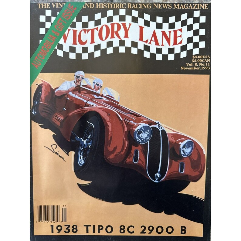Victory Lane Magazine November 1993 1938 Tipo 8C 2900 B - Etsy