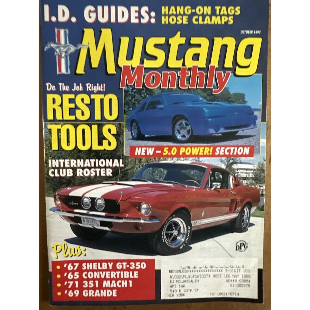 Mustang Monthly Magazine - October 1993 Resto Tools - Etsy