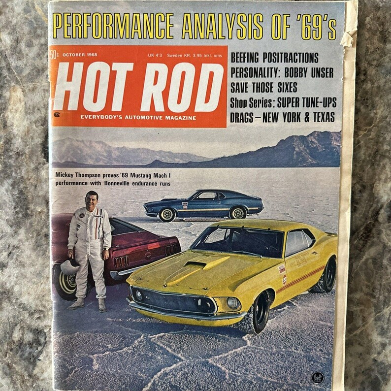 HOT ROD Magazine October 1968 Custom Street Drag Racing Mustang Mach I ...
