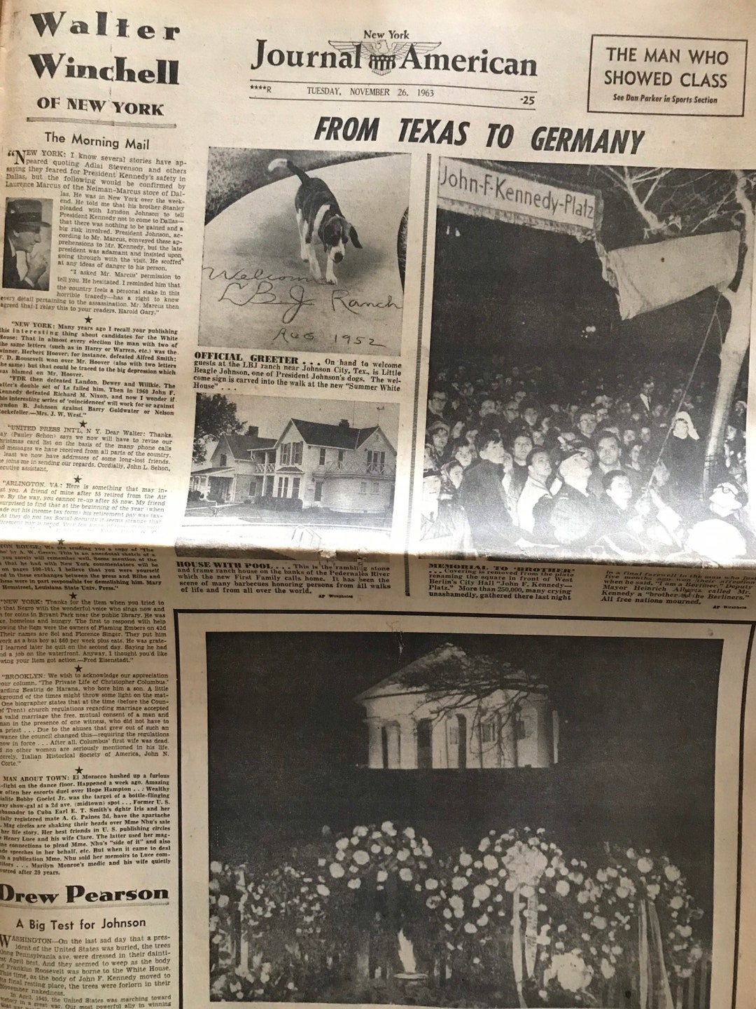 New York Journal American Newspaper November 26, 1963 Johnson JFK - Etsy