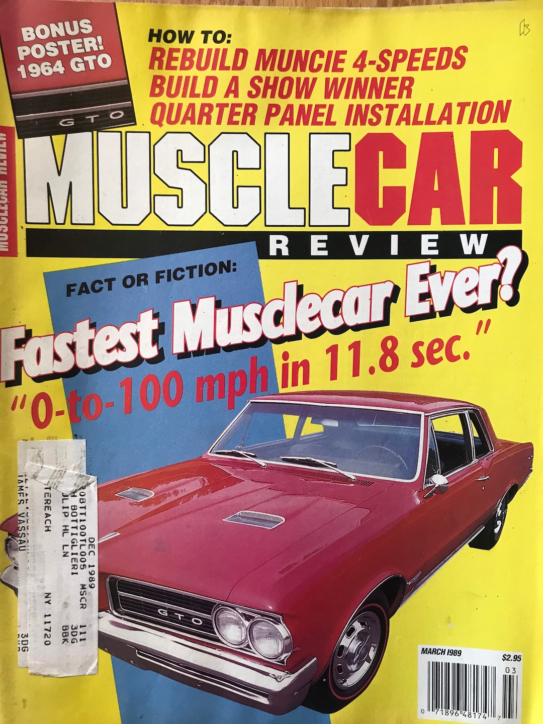 Muscle Car Review Magazine March 1989 - Etsy