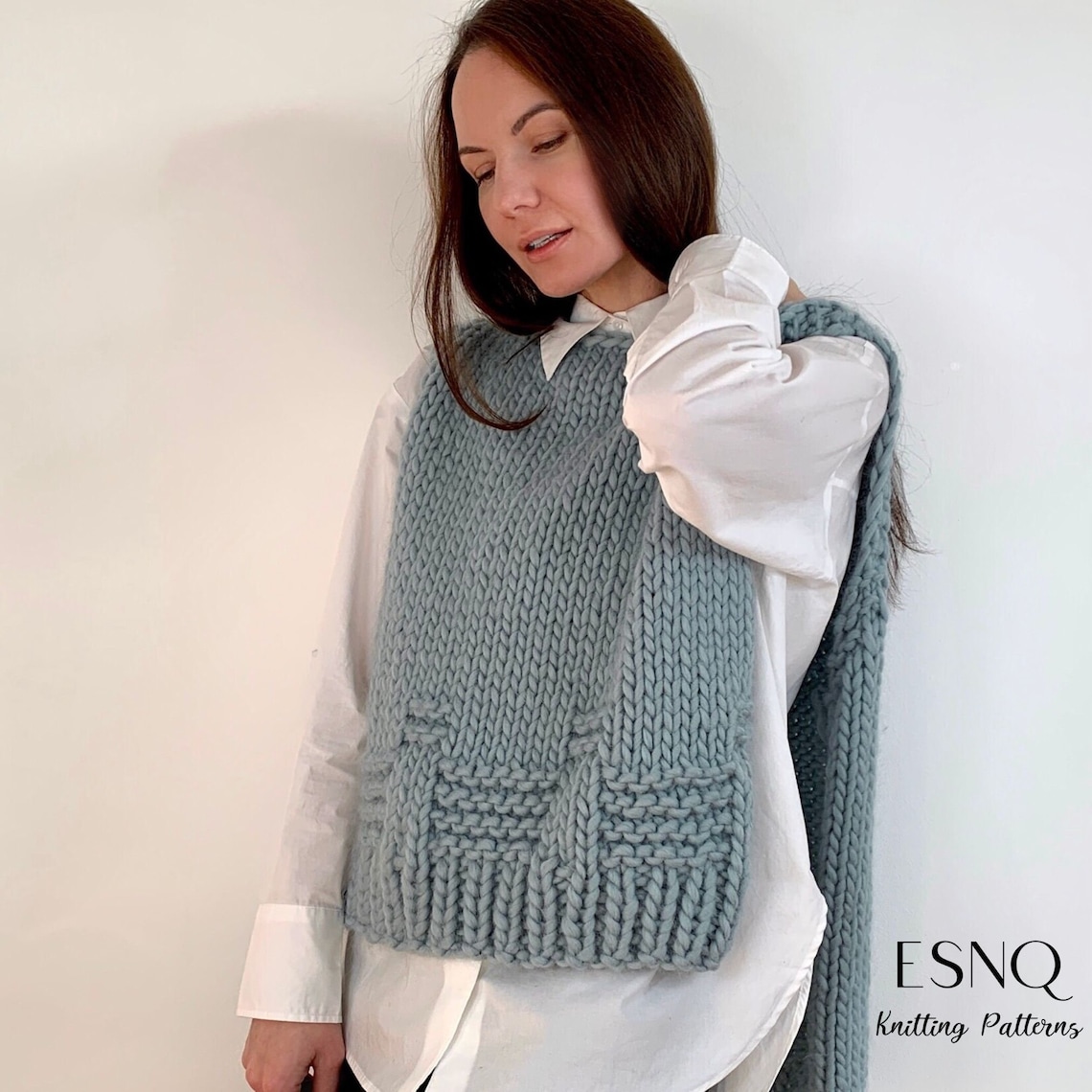Easy Knit Pattern Chunky Vest Knitting Pattern by ESNQ Knit - Etsy