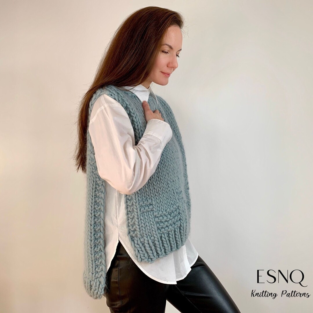 Easy Knit Pattern Chunky Vest Knitting Pattern by ESNQ Knit - Etsy