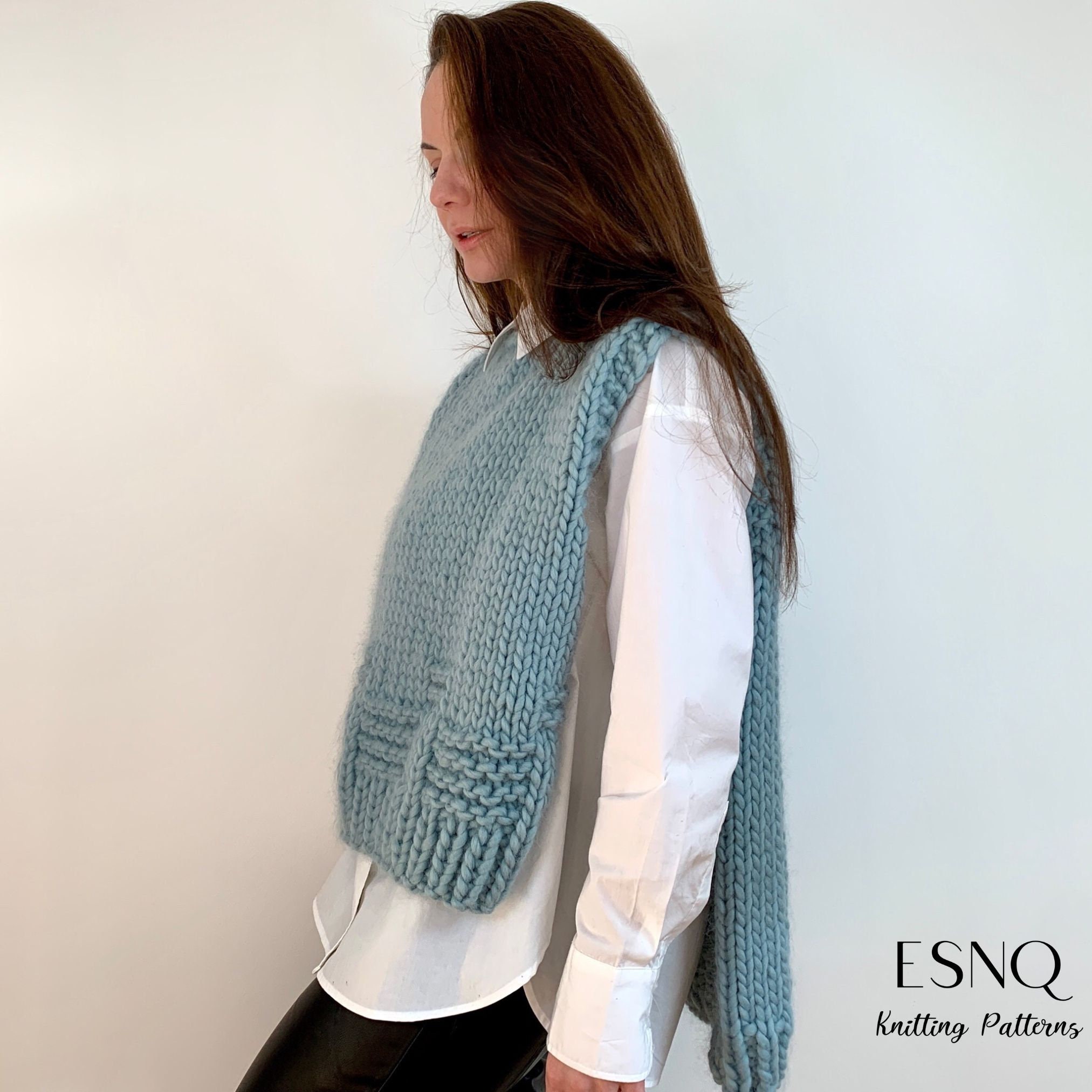 Easy Knit Pattern Chunky Vest Knitting Pattern by ESNQ Knit - Etsy