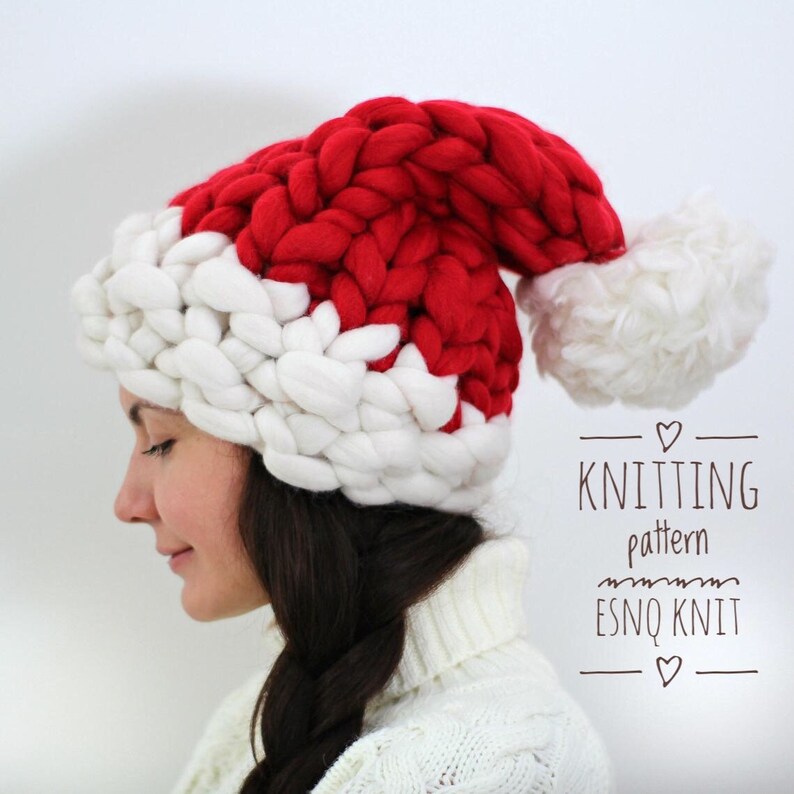 Santa Hat Knitting Pattern With Video Tutorial Beginner | Etsy