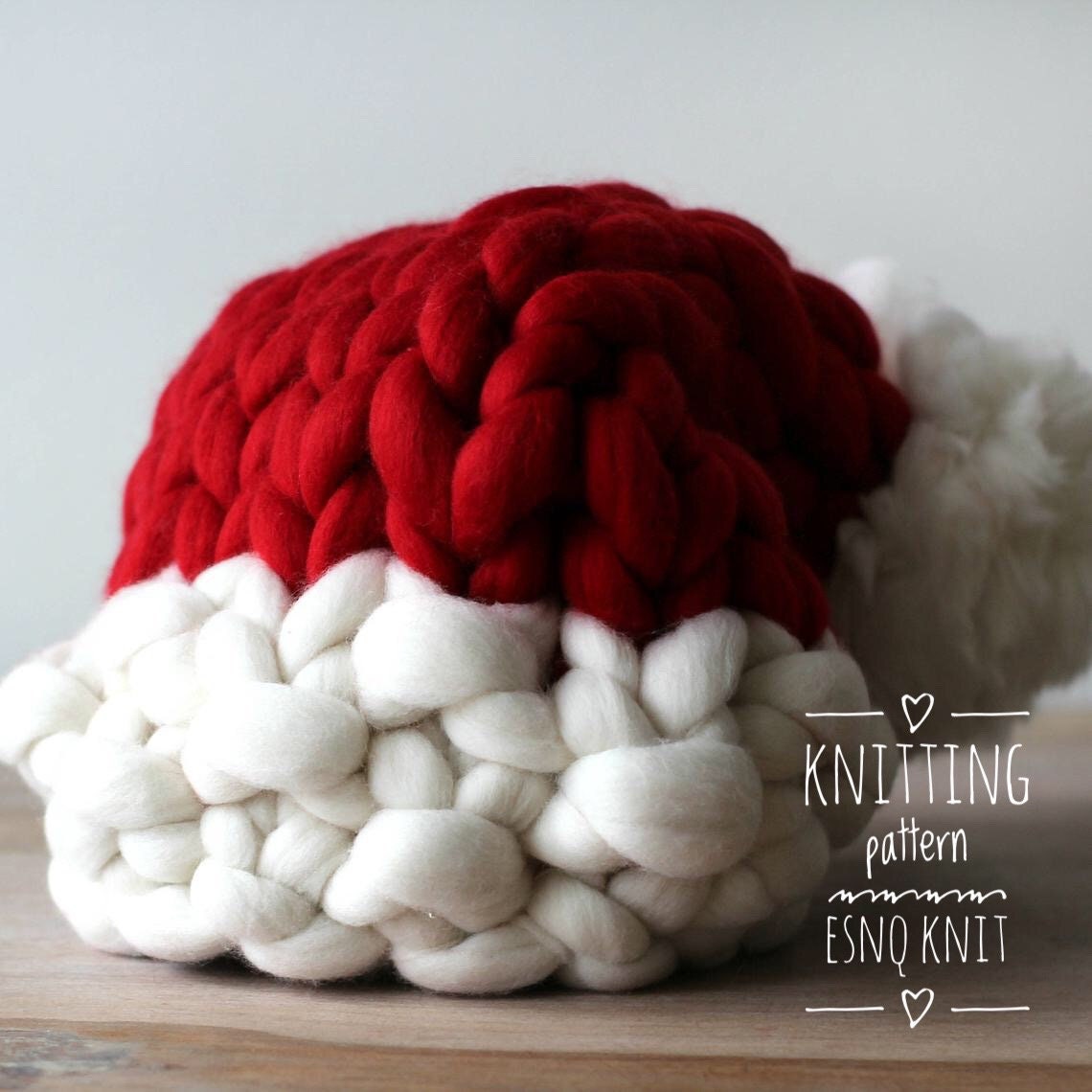 Santa Hat Knitting Pattern With Video Tutorial Beginner | Etsy