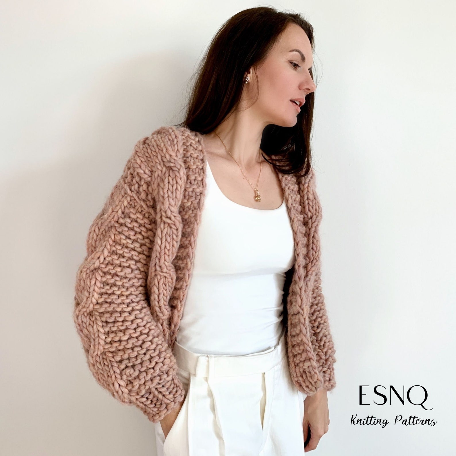 Chunky Cardigan Knitting Pattern by ESNQ Knit Cable Knit - Etsy UK