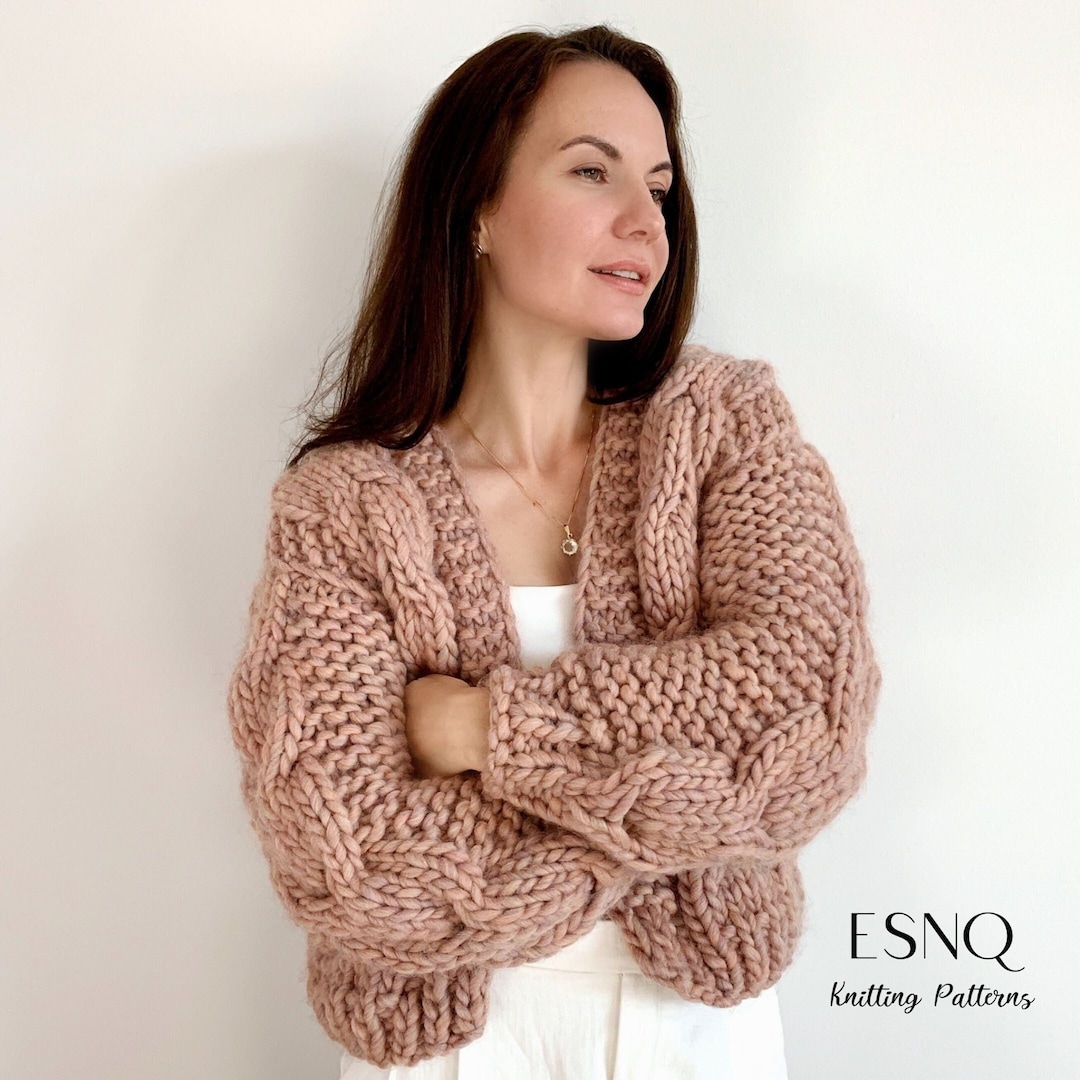 Chunky Cardigan Knitting Pattern by ESNQ Knit Cable Knit Cardigan ...