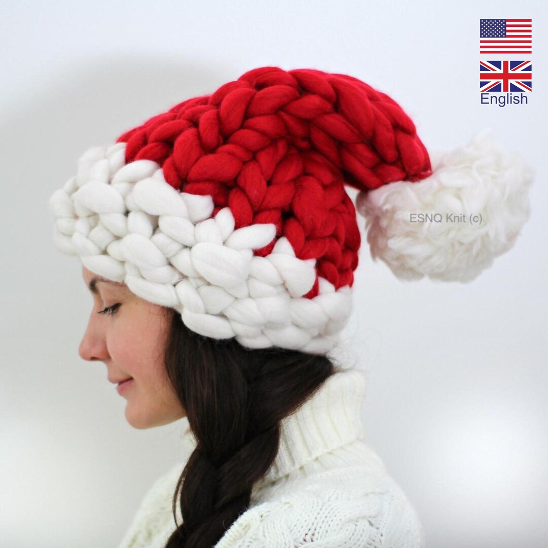 Santa Hat Knitting Pattern With Video Tutorial | Beginner Level | Arm ...