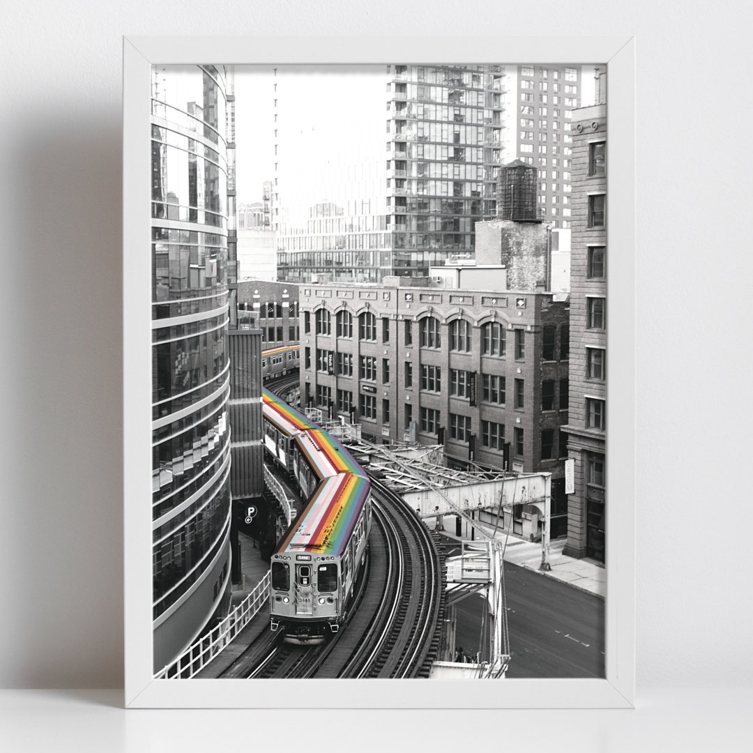 L Train Pride Art Print LGBTQ Inclusive Pride Flag Colors Chicago l Art ...