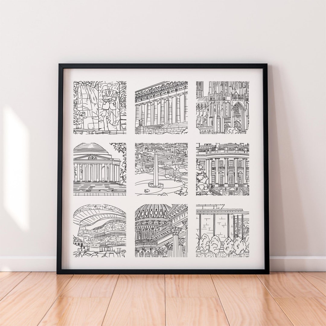 Washington DC Monuments Art Print | U.S. Capitol Sites | Washington DC ...