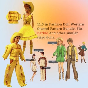 Fashion Doll Western Theme Downloadable PDF Sewing Pattern Bundle - Etsy