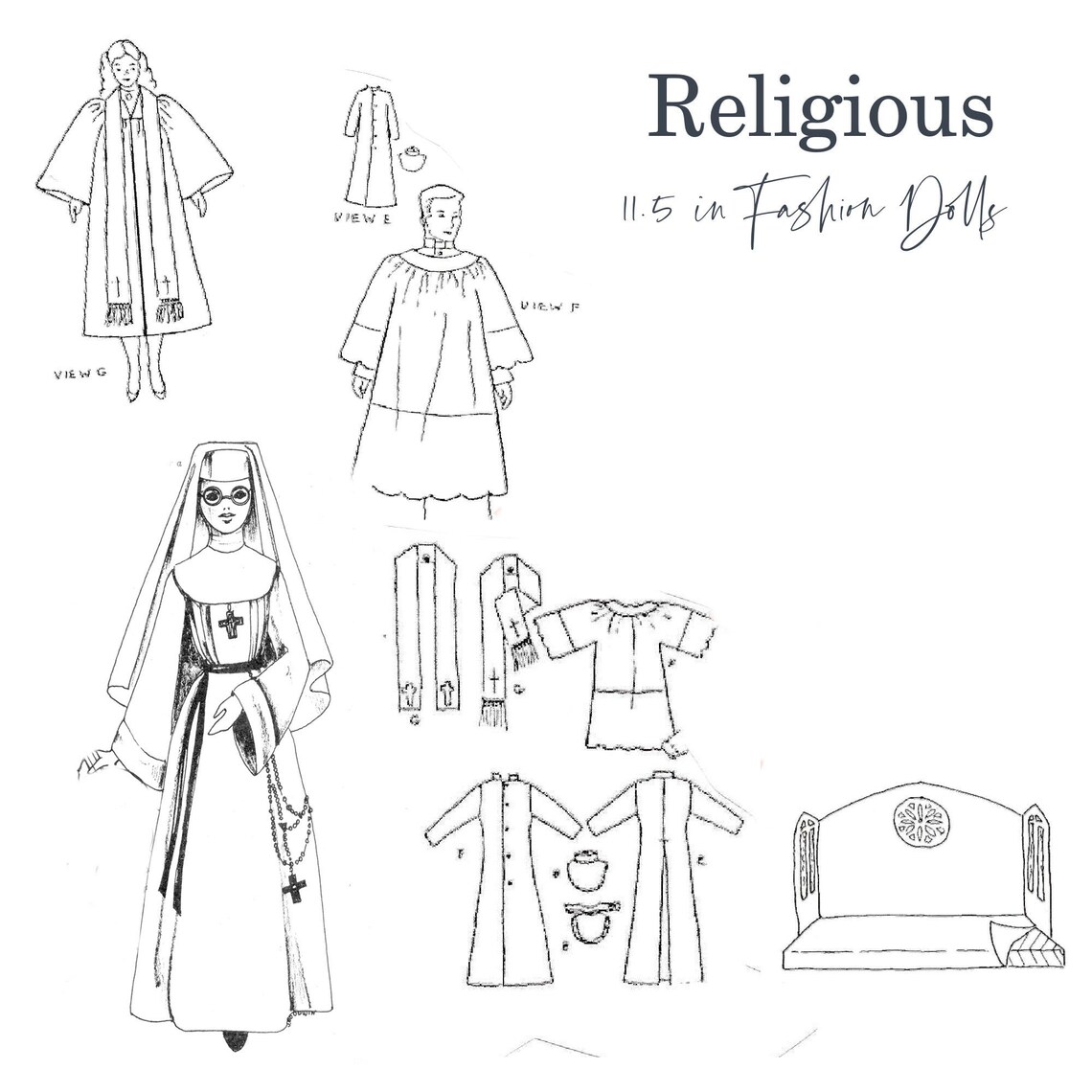 Religious Themed Fashion Doll Downloadable Printable Pdf Sewing Pattern ...