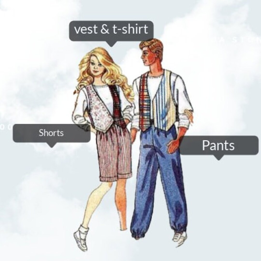 12in Ken Doll Casual Vest Pants and T-shirt PDF Sewing Pattern. - Etsy