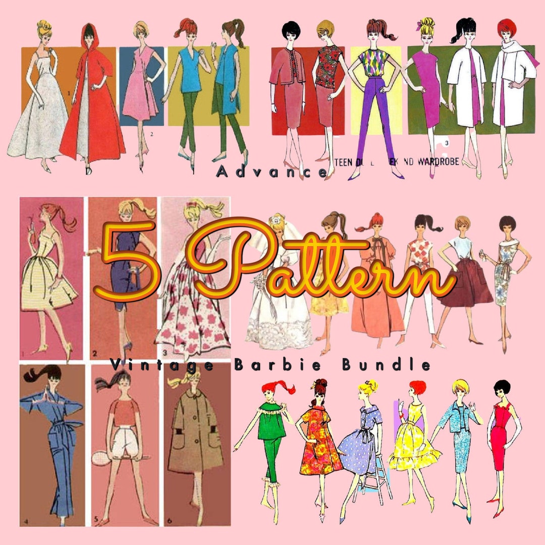 5 Vintage Advance Fashion Doll Printable PDF Sewing Patterns - Etsy