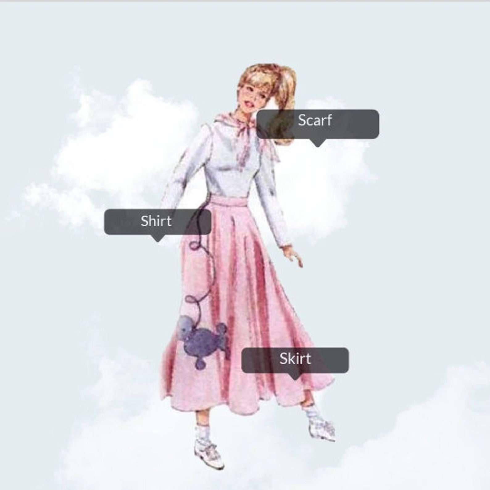 Poodle Skirt Outfit Printable PDF Pattern 11.5 in Fashion Doll Sewing ...