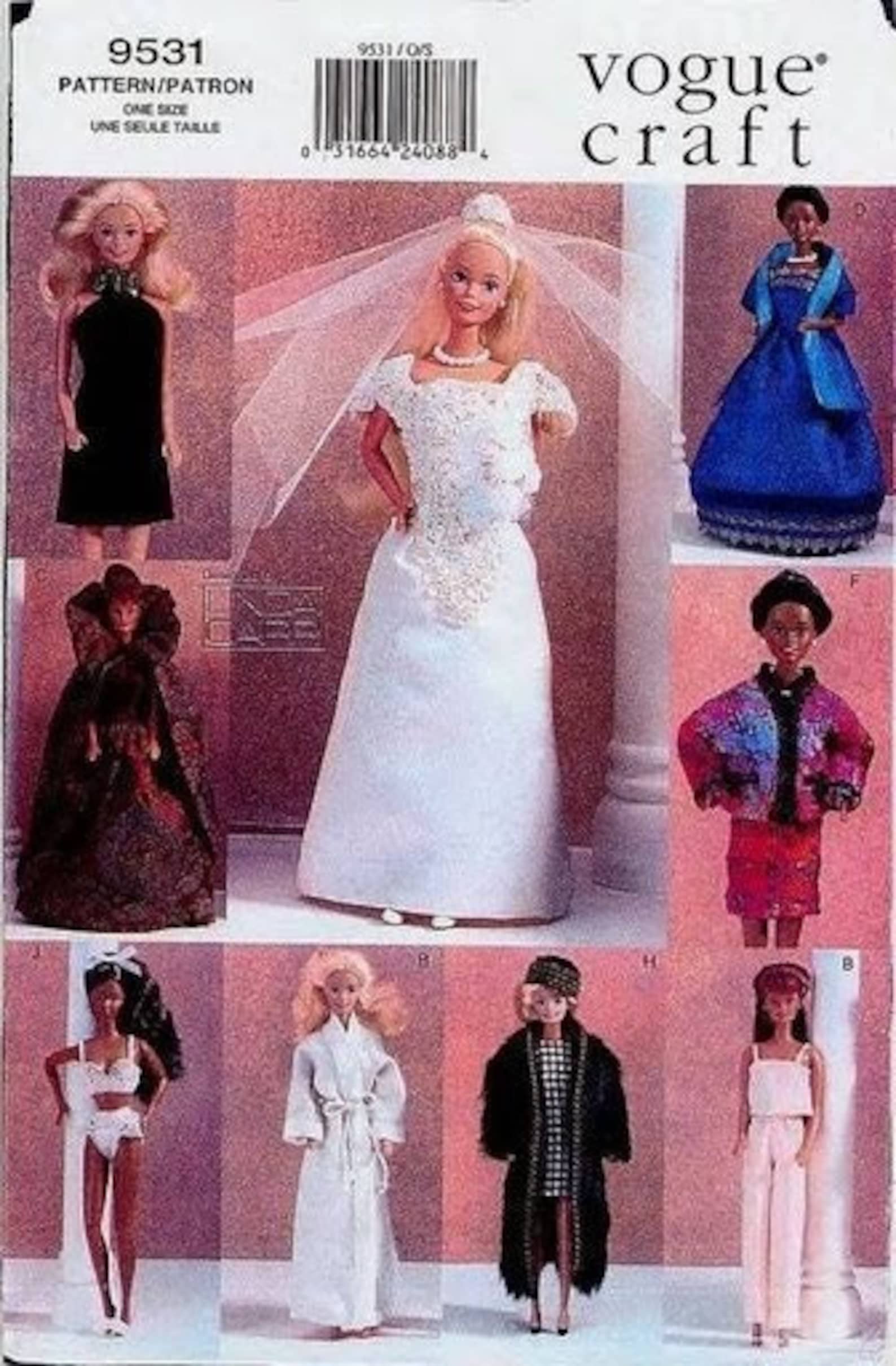 Vogue 9531 Downloadable Printable PDF Wedding Sewing Pattern for Barbie ...
