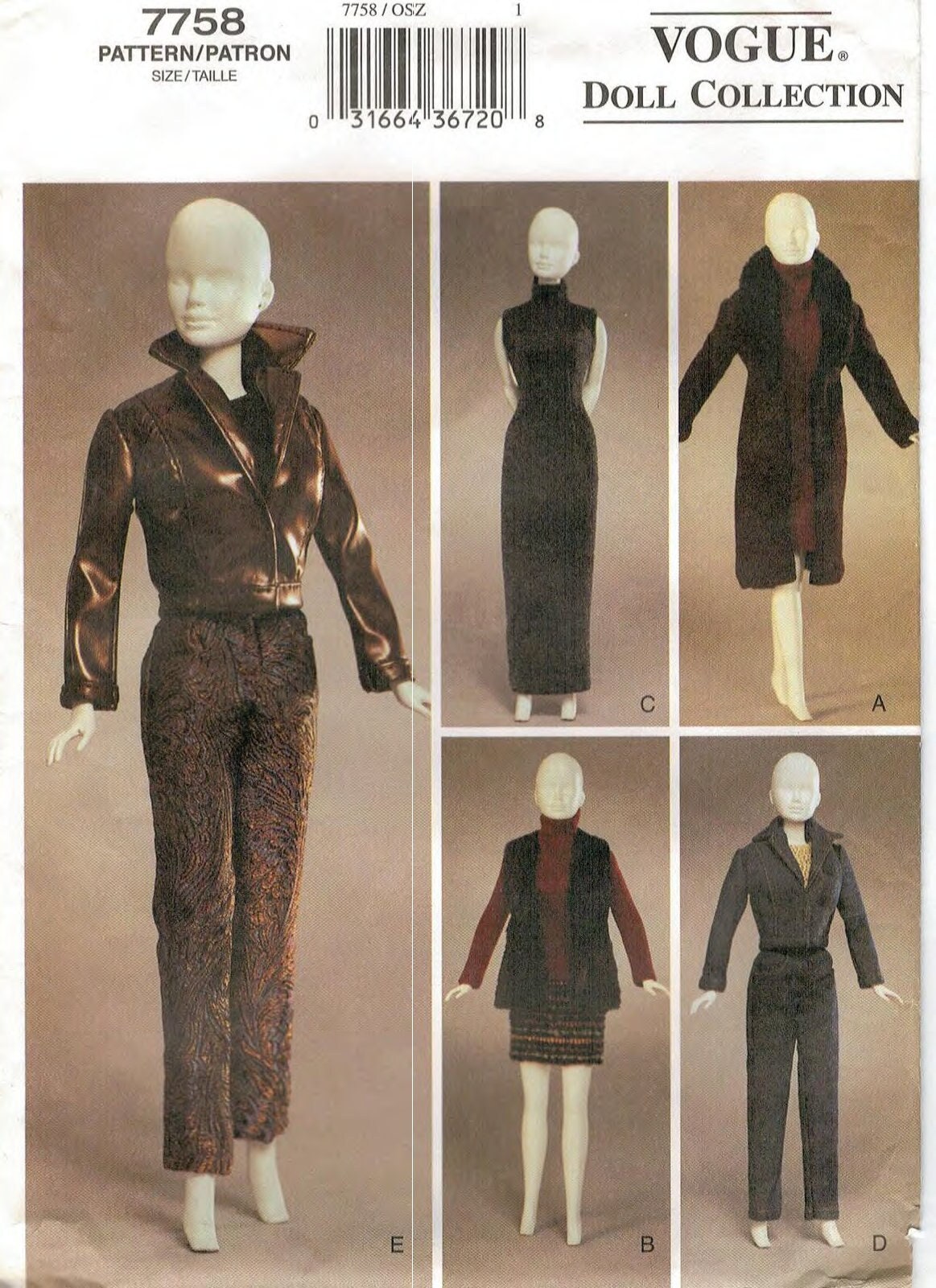 Vogue 7758 Downloadable Printable PDF Fashion Doll Sewing Pattern ...