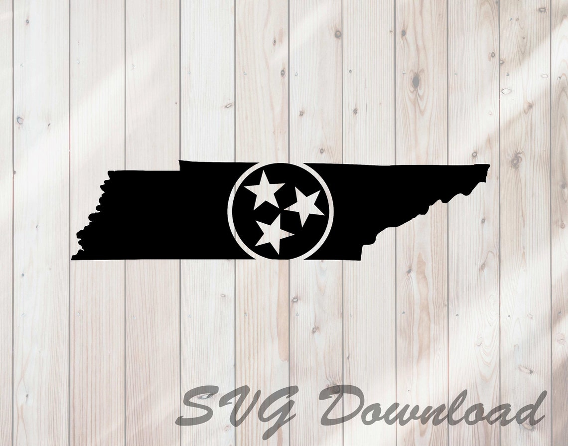 Tennessee Stars State Outline Flag Tristar SVG Instant - Etsy