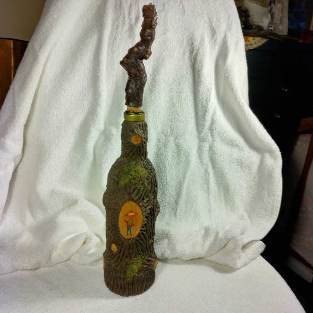 Musical Decanter Tree Bark Wood Stump Swiss Flag German Trink Trink ...