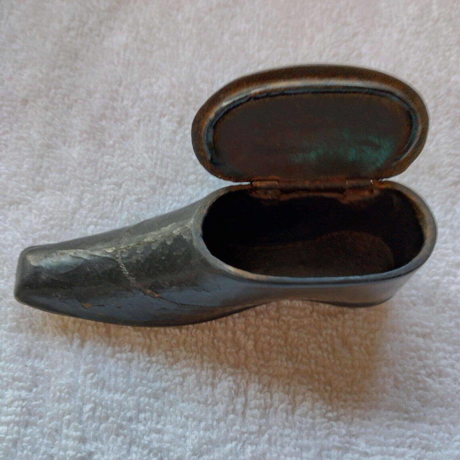 Snuff Box Shoe Black Lacquer Paper Mache Hinged Lid Vintage - Etsy