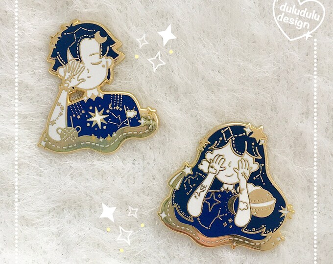 CUTE enamel pins stickers & shoujo anime designs by duluduludesign