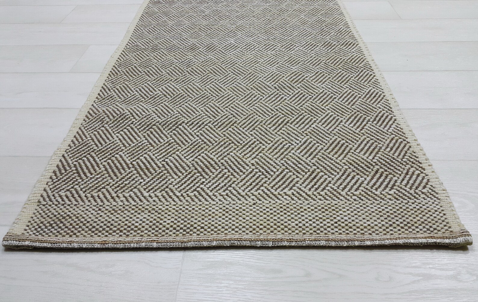 Bedside Wool Rug Beige Woven Rug Brown Small Wool Mat - Etsy