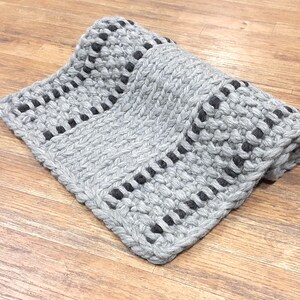 Chunky Knit Bedside Rug From Thick Wool Yarn, Small Rug Gray, Black ...