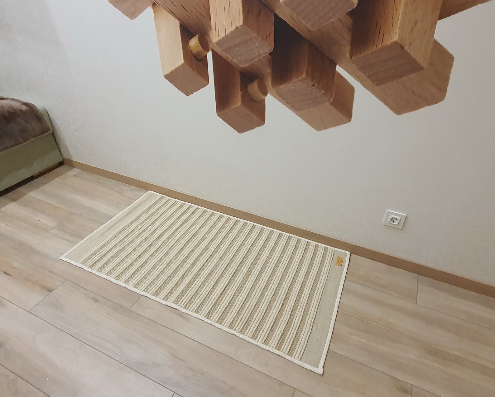 Jute rug Bedside wool rug Woven rug looped Small Striped | Etsy