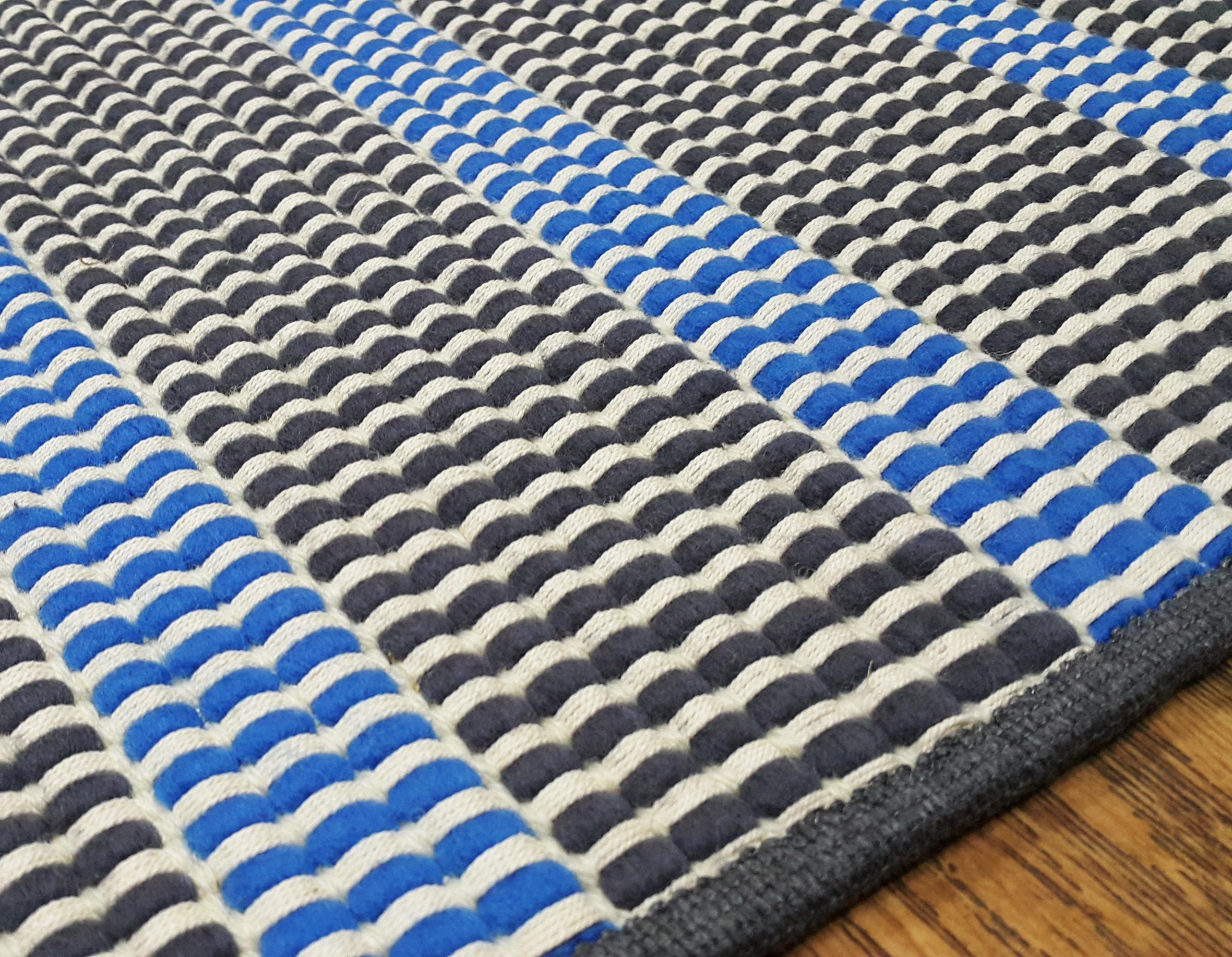 Small Blue Rug Wool Mat Wool Rug Rug Striped Area Rug | Etsy