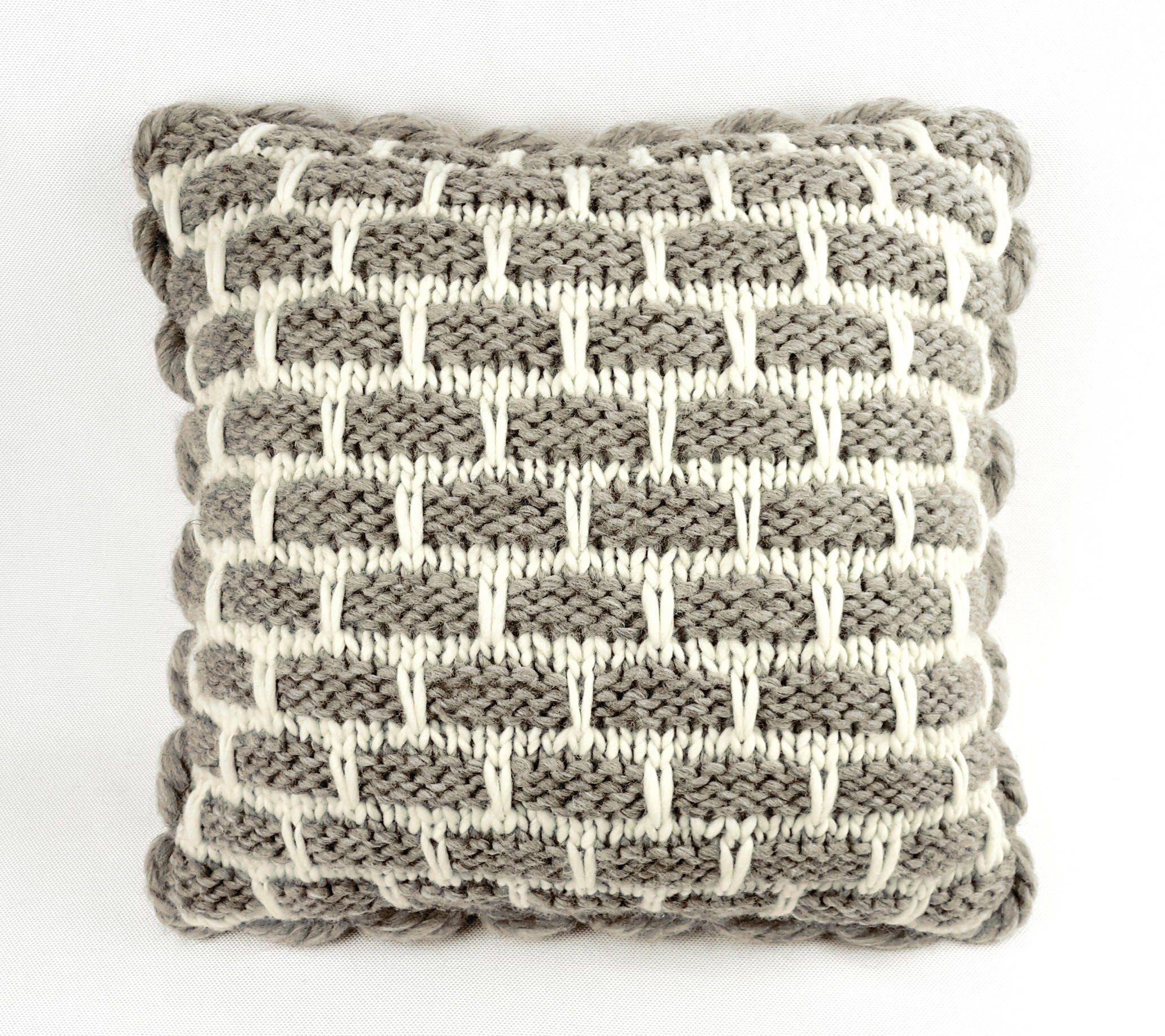 Knitted Pillows Wool Cushions Gray Pillow Black Cushion Square Sofa ...