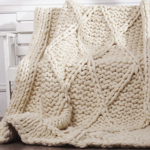 Giant Knit Blanket Throw Minimalist Throw Blanket Large | Etsy