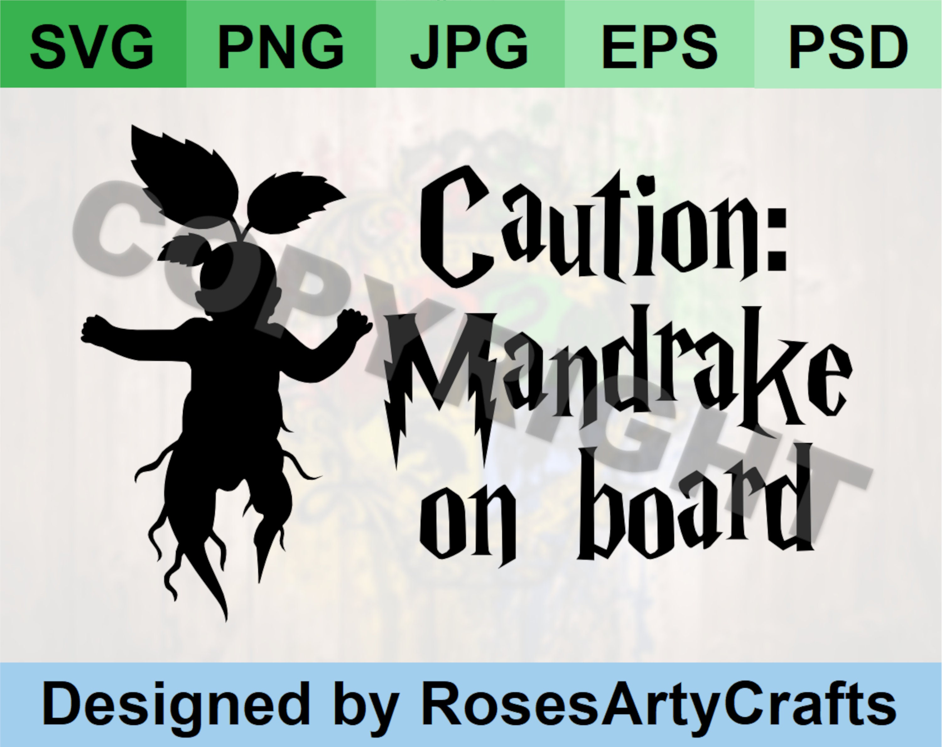 Caution: Mandrake on Board SVG PNG JPG Cut File Silhouette Cricut - Etsy
