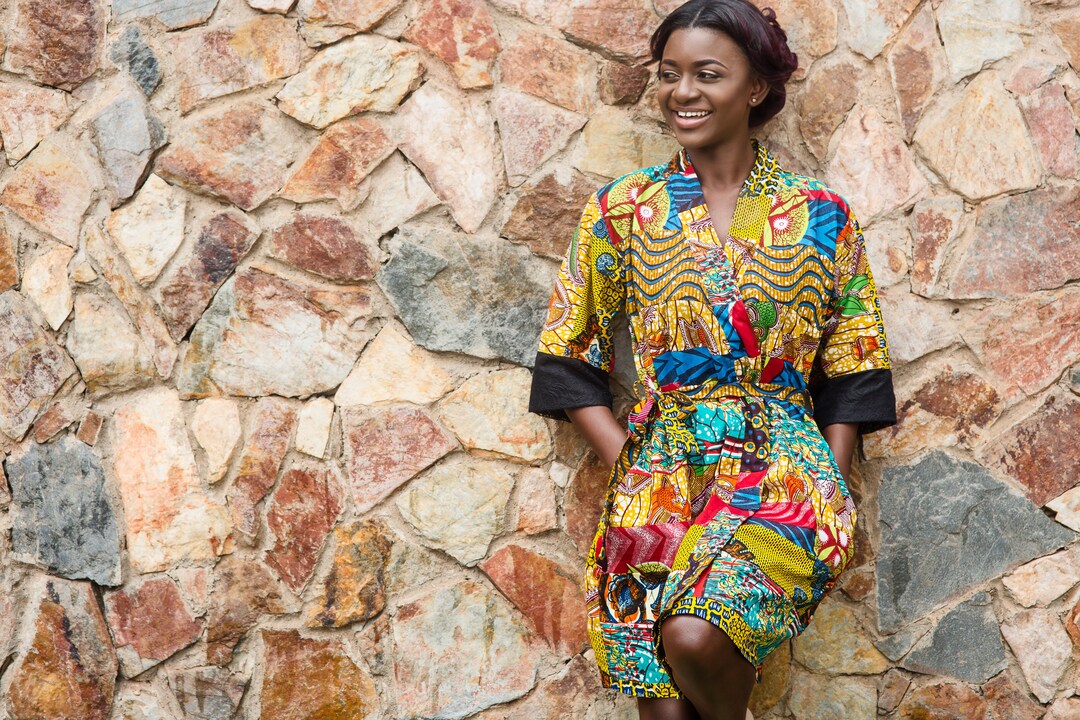 African Print Patchwork Robe: Ankara Kimono With Optional Bonnet - Etsy