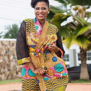 African Print Patchwork Robe: Ankara Kimono With Optional Bonnet - Etsy