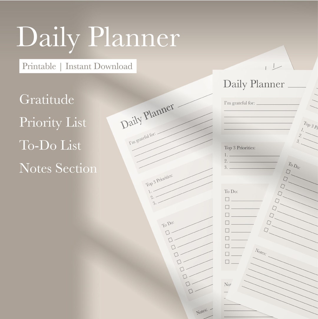 Printable Modern Daily Planner - To-do List, Gratitude | Instant ...